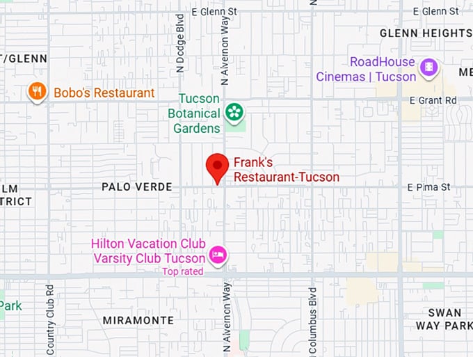 16. frank's restaurant tucson map