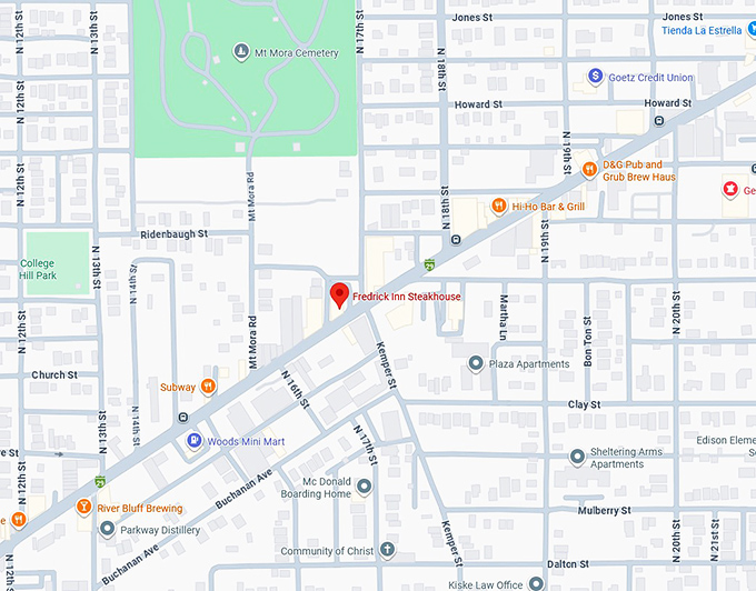 fredrick inn steakhouse map