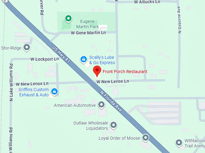 16. front porch restaurant map