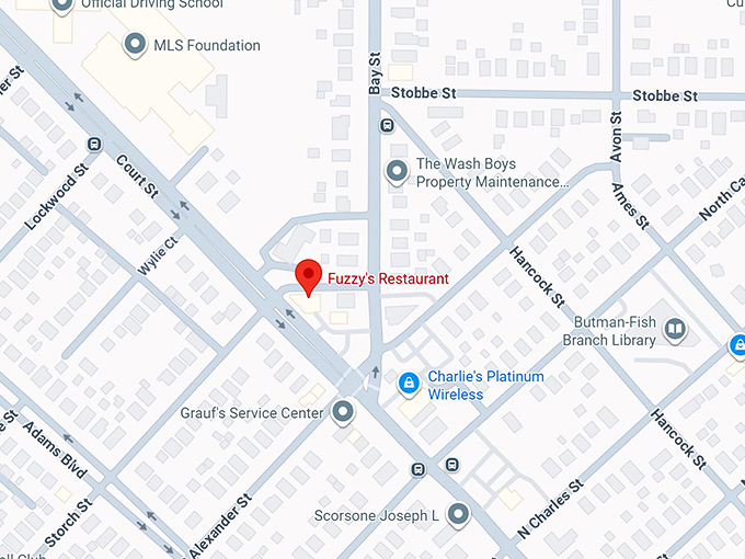fuzzy&rsquo;s restaurant map