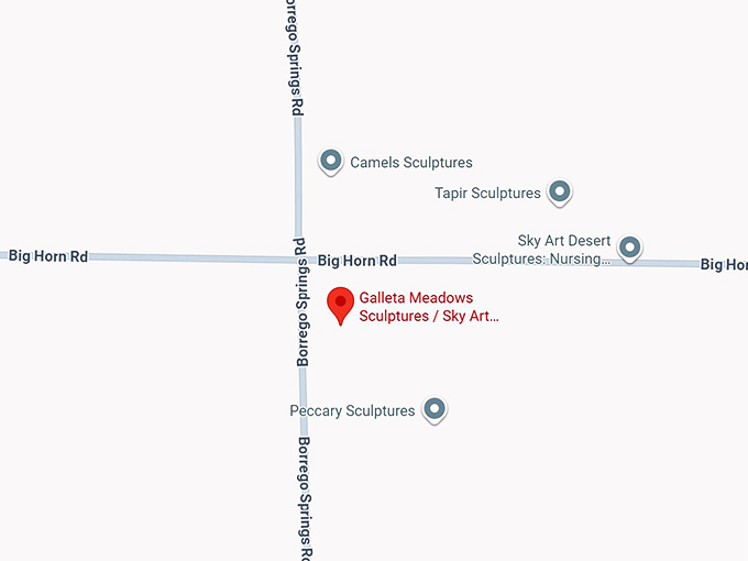 galleta meadows sculptures sky art desert sculpture garden (under the sun foundation) map