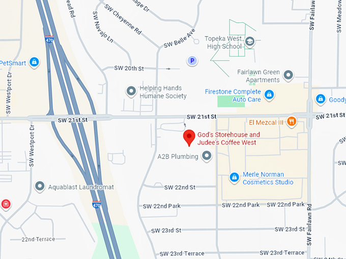 16. god's storehouse and judee's coffee west map
