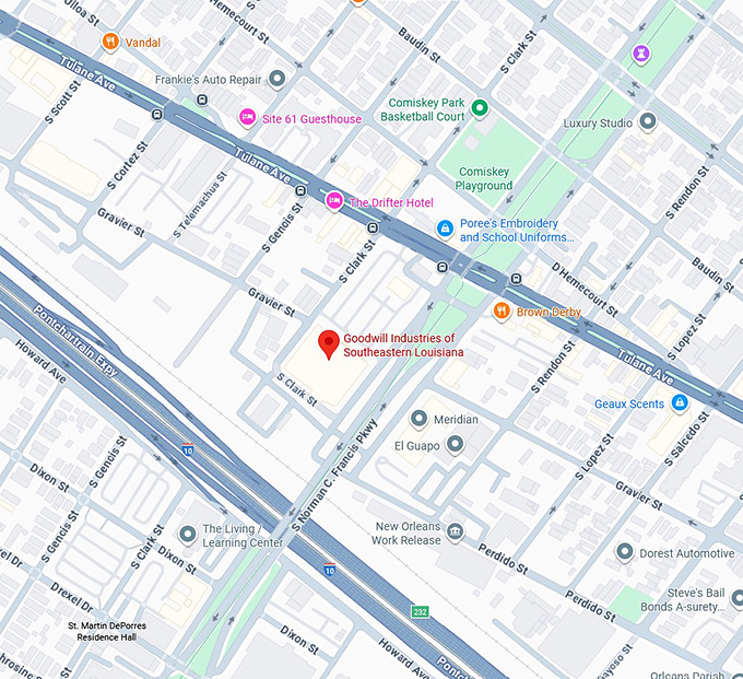 goodwill industries of southeastern louisiana (3400 tulane ave) map