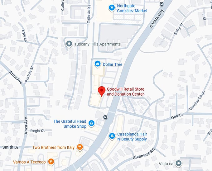 16. goodwill retail store and donation center (1056 e vista way) map