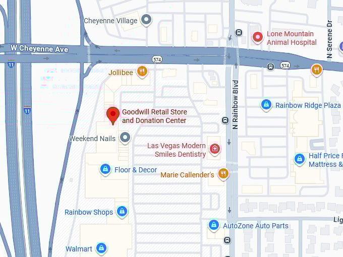 16. goodwill retail store and donation center (3141 n rainbow blvd) map