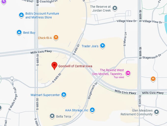16. goodwill of central iowa (6630 mills civic pkwy) map