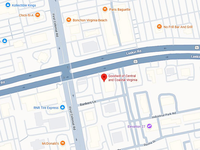 16. goodwill of central and coastal virginia (1661 laskin rd) map