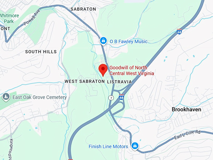 16. goodwill of north central west virginia (1954 hunters way) map