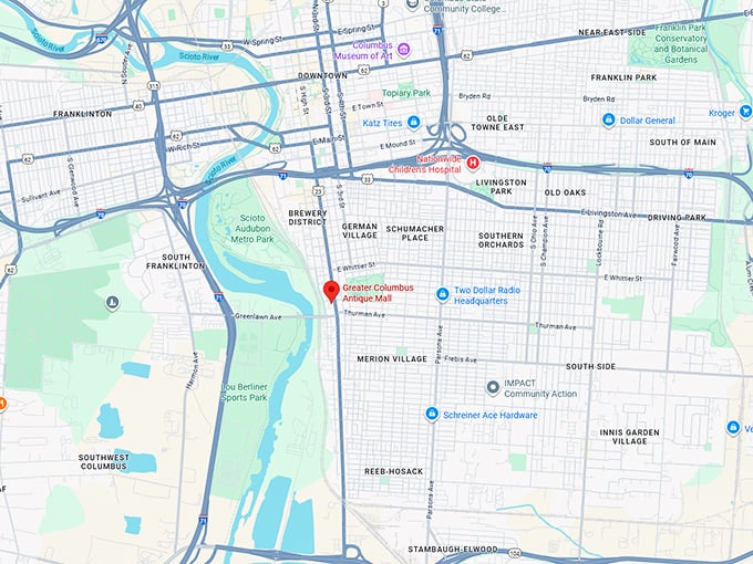 16. greater columbus antique mall map