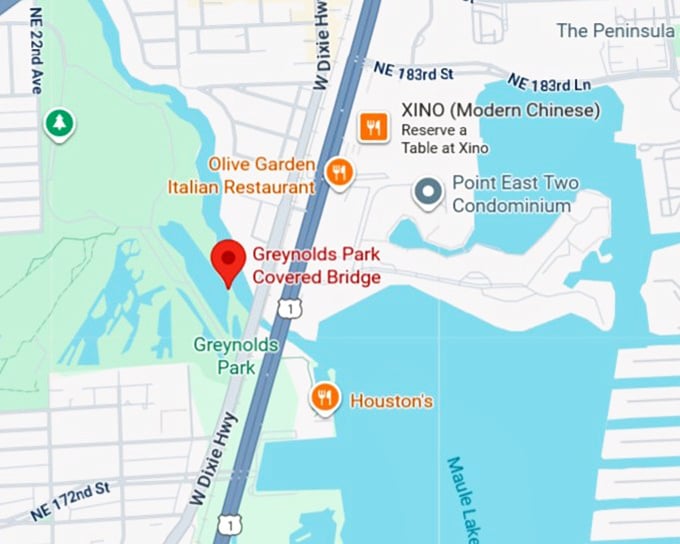 16. greynolds park covered bridge map
