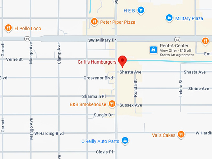 16. griff's hamburgers map