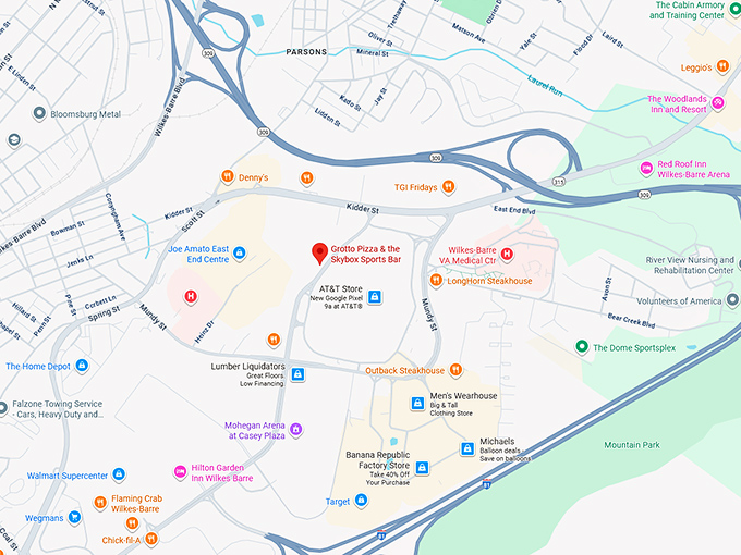 16. grotto pizza & the skybox sports bar map