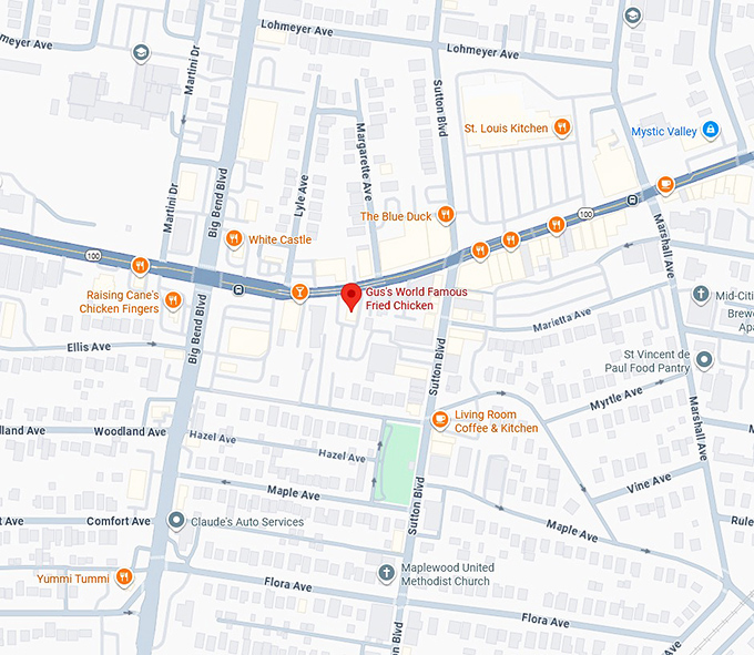 16. gus&rsquo;s world famous fried chicken map