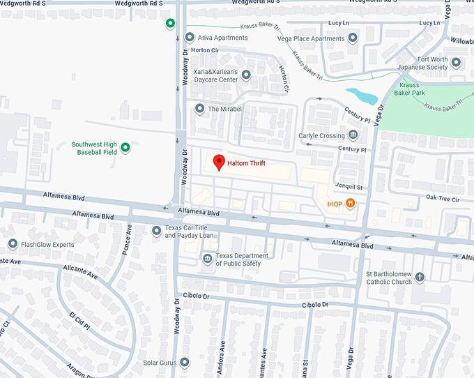 16. haltom thrift map