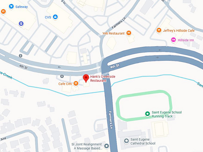 16. hank's creekside restaurant map