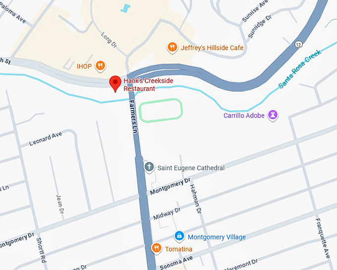 16. hank's creekside restaurant map