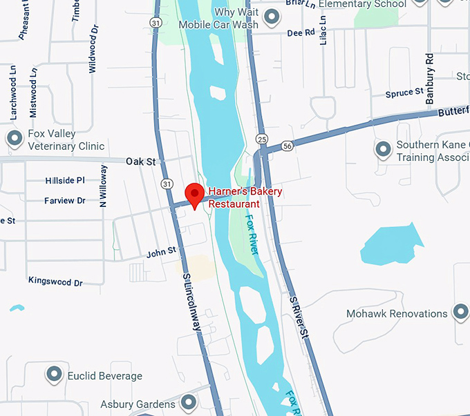 16. harner's bakery restaurant map