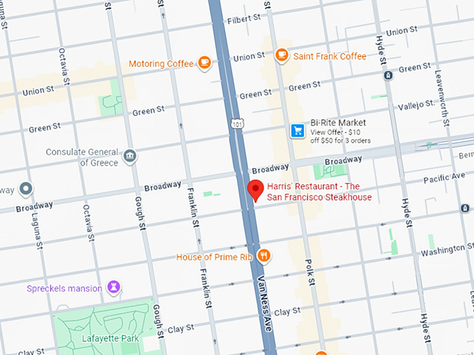 16. harris' restaurant map