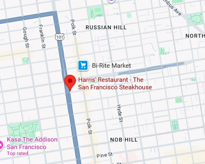 16. harris' restaurant the san francisco steakhouse map
