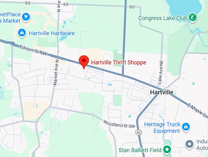 16. hartville thrift shoppe map