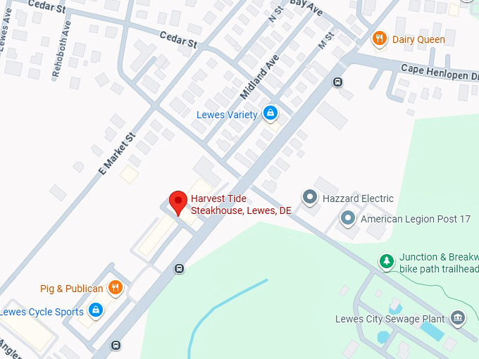 16. harvest tide steakhouse, lewes, de map