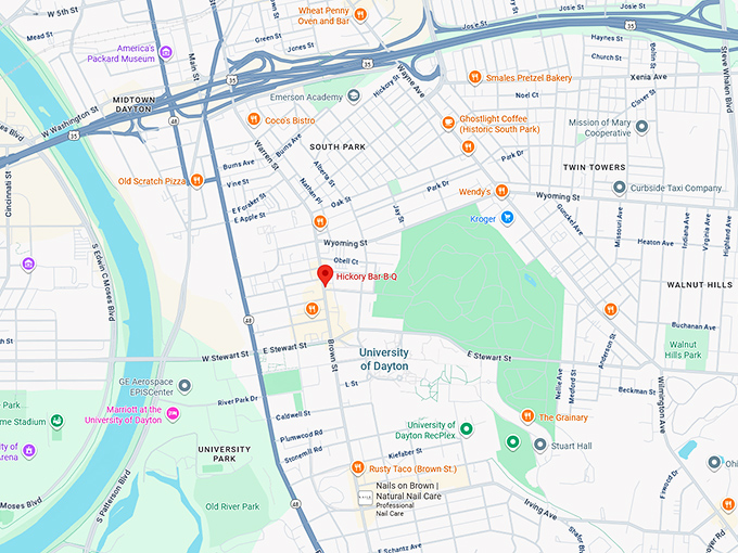 16. hickory bar b q map