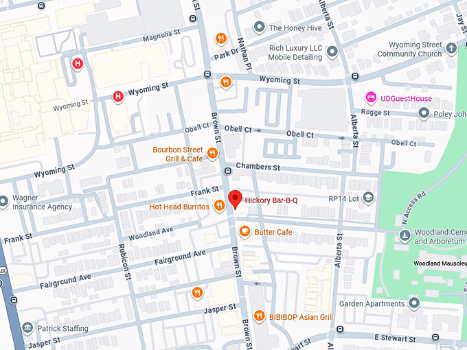 16. hickory bar b q map