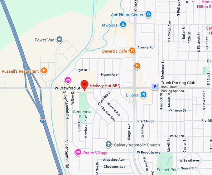 16. hickory hut bbq map