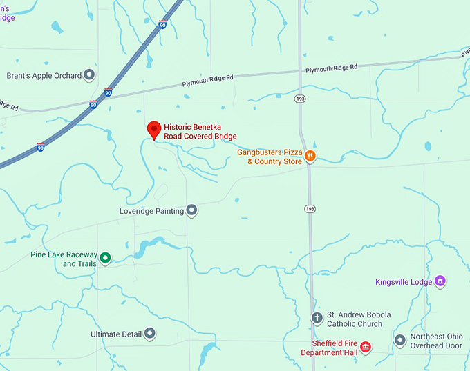 16. historic benetka road covered bridge map