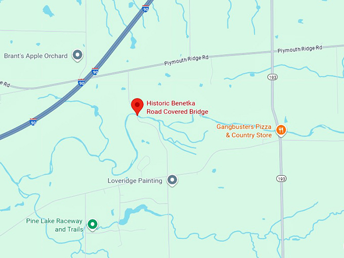 16. historic benetka road covered bridge map