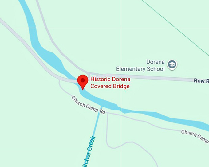 historic dorena covered bridge map