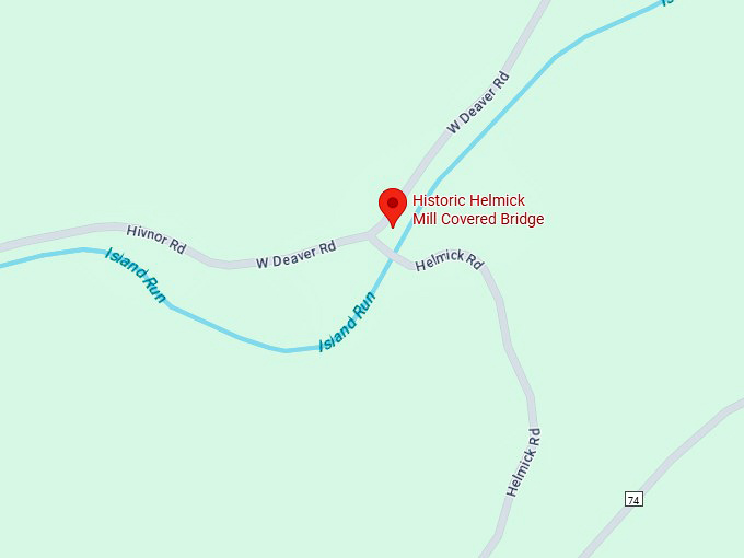 16. historic helmick mill covered bridge map