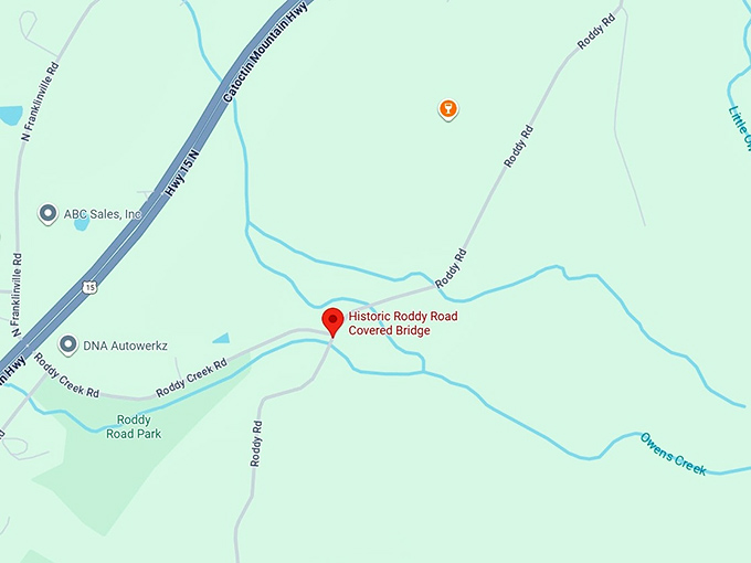 16. historic roddy road covered bridge map