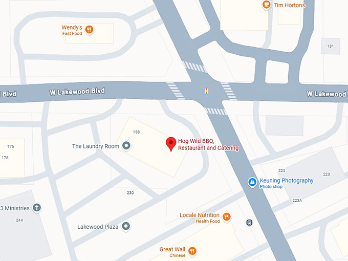 16. hog wild bbq, restaurant and catering map
