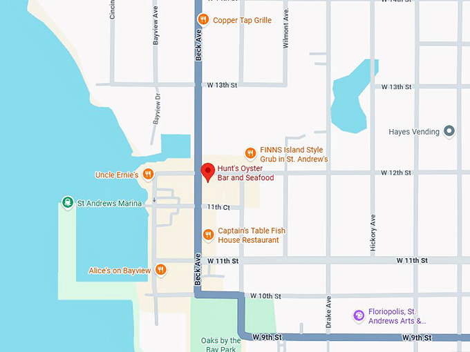 16. hunt's oyster bar and seafood map