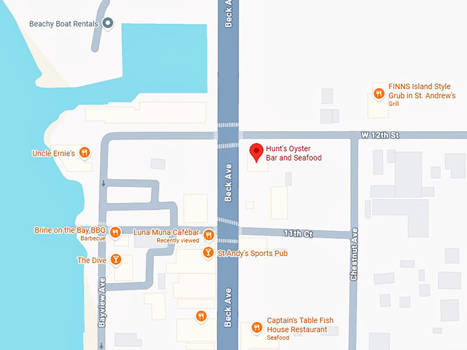 16. hunt's oyster bar and seafood map
