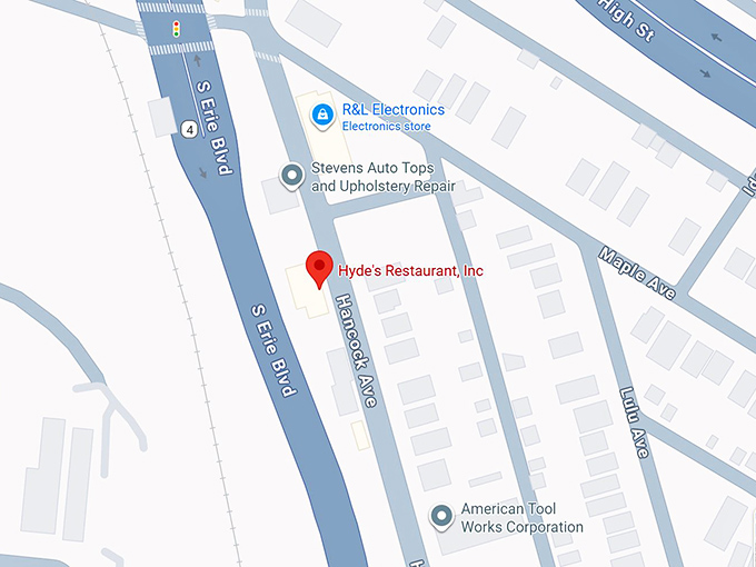 16. hyde's restaurant, inc. map