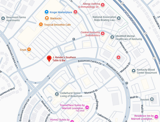 16. j. render's southern table & bar map