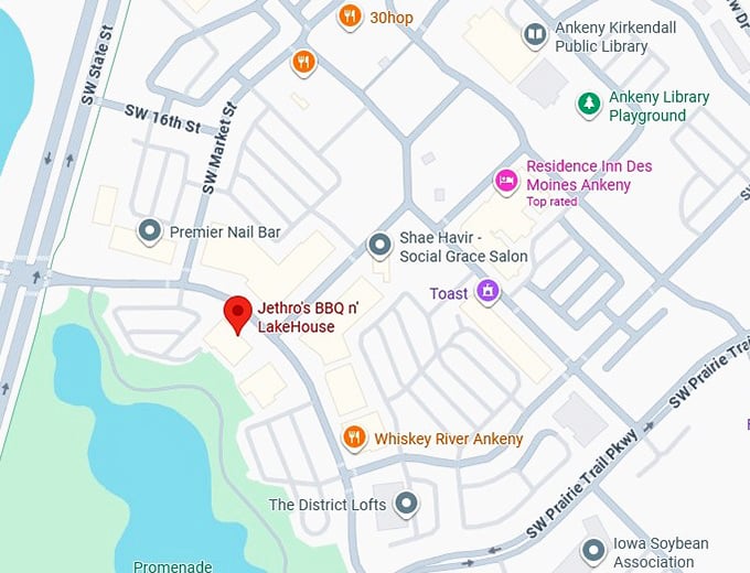 16. jethro's bbq n' lakehouse map