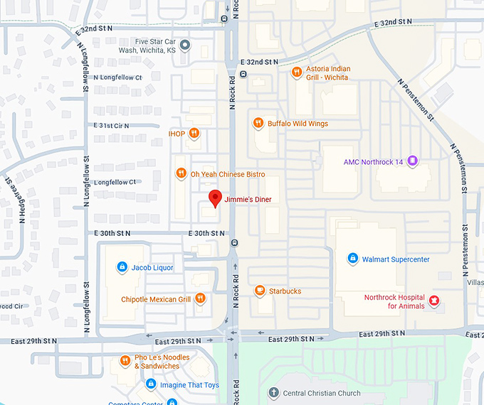 16. jimmie&rsquo;s diner (3111 n rock rd) map