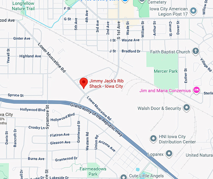 16. jimmy jack's rib shack iowa city map