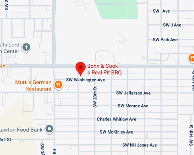 16. john & cooks real pit bar b que map