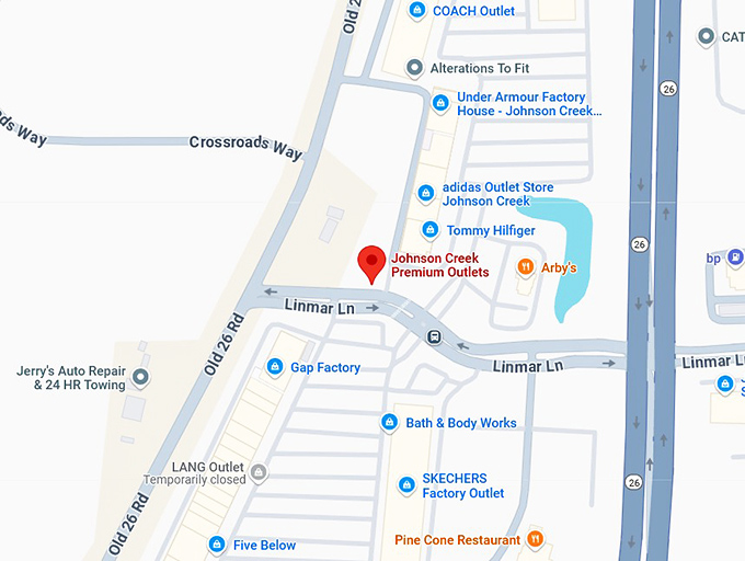 16. johnson creek premium outlets map