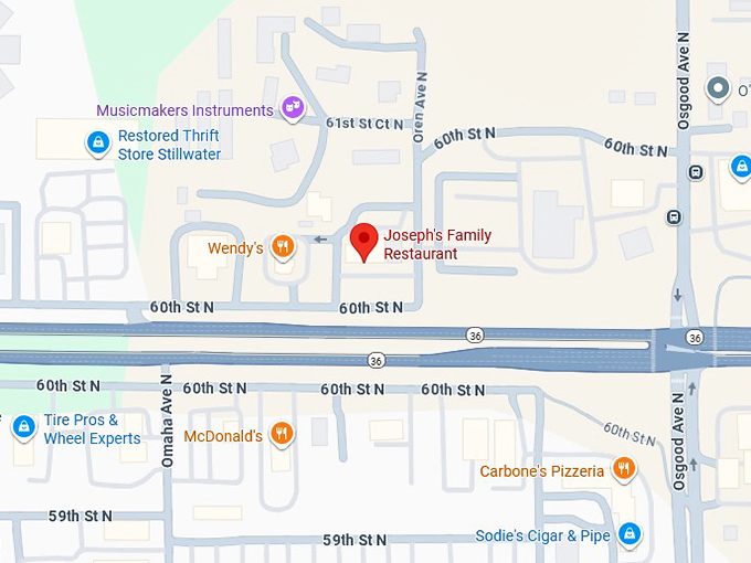 16. joseph's family restaurant map