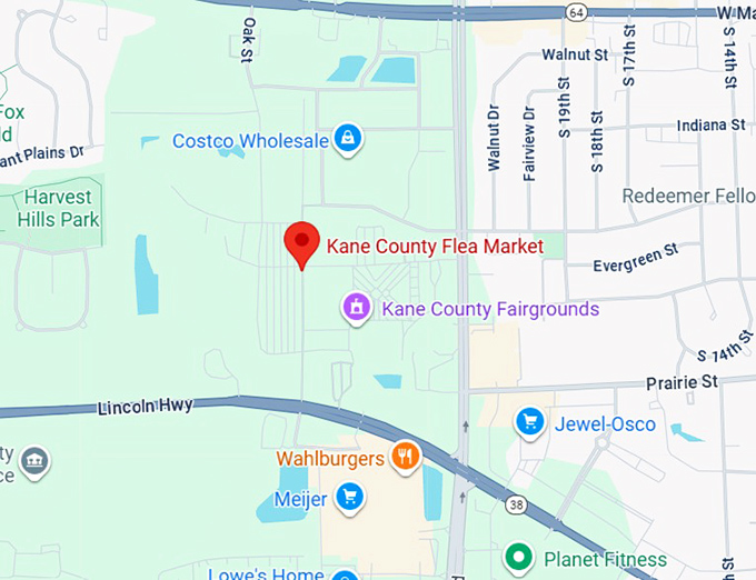 16. kane county flea market (indoor winter market) map