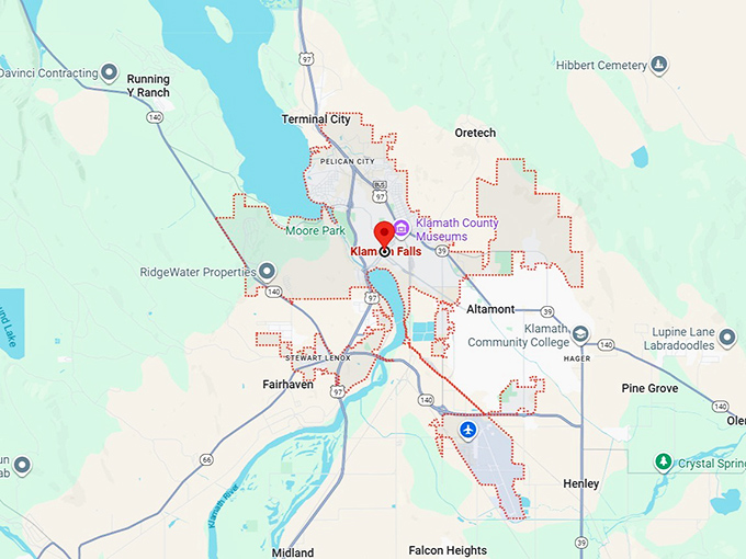 16. klamath falls, or map