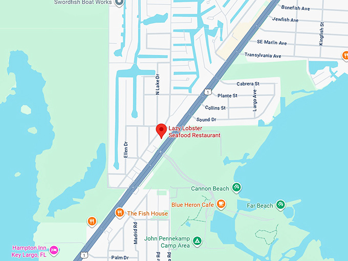 16. lazy lobster seafood restaurant map