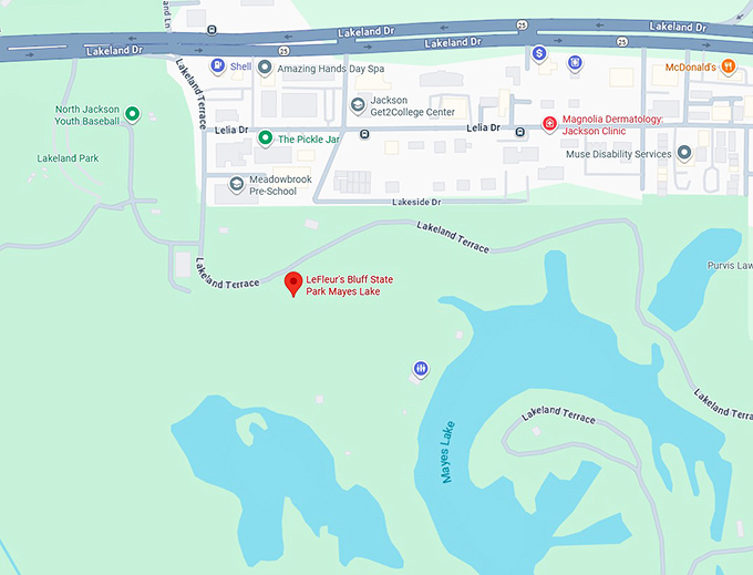 16. lefleur's bluff state park mayes lake map