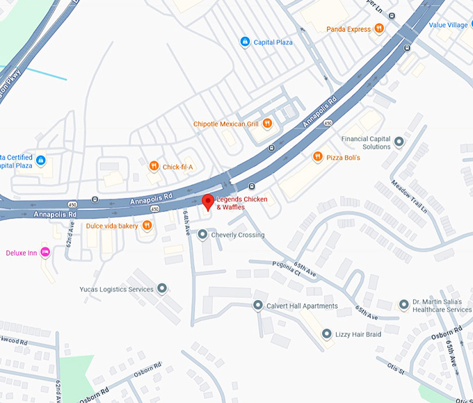 16. legends chicken & waffles map