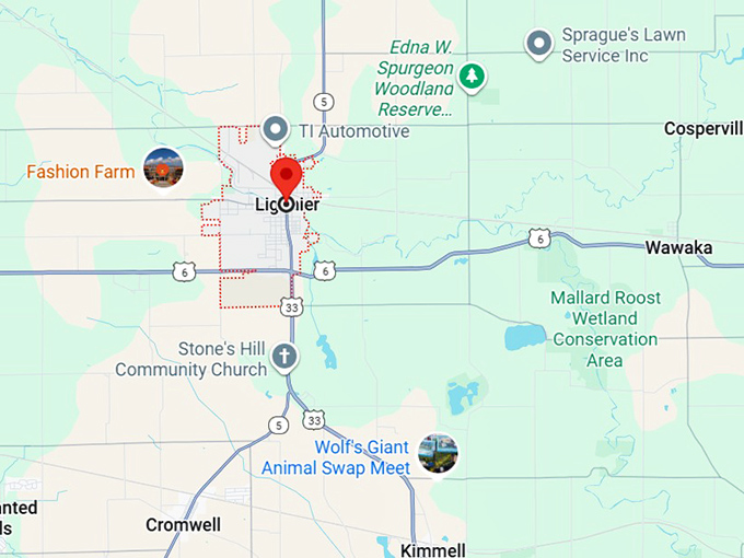 16. ligonier, in map